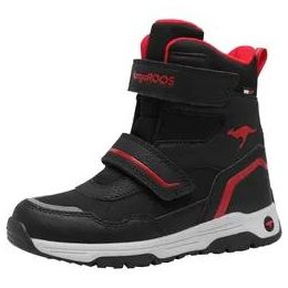 Winterstiefel Kangaroos "K-MJ Camp V RTX" Gr. 32, blau (jet black/fiery red) Damen Schuhe Snowboots, Winterboots, Winterschuhe, wasserdicht, gefüttert