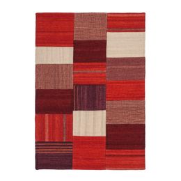 Teppich Kayoom "Radical 230" Teppiche Gr. B: 160 cm 1 St., 15 mm, L: 230 cm, rot (rot, multi) Handgewebter Jacquard-Kilim, hochwertige Materialmischung