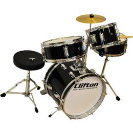 Kinderschlagzeug Clifton "Junior Akustik Drum Set" Schlaginstrumente silberfarben (schwarz, silberfarben)