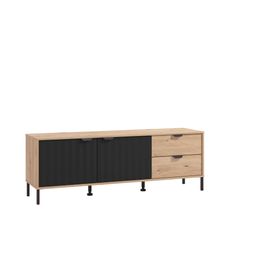 TV-Board Home Affaire "Vandea TV-Schrank, TV-Board, modernes Design" Sideboards Gr. B/H/T: 157 cm x 54,5 cm x 40 cm, 2 St., braun (artisan eiche) Kommode mit Front in 3D-Optik