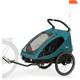 Fahrradkinder-Anhänger hauck "Dryk Duo, Ocean Green" grün (ocean green) Baby Fahrradanhänger für 2 Kinder; inkl. Buggy-Rad