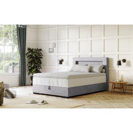 Boxbett COTTA "Kelly", grau (argent), B:125cm L:207cm, 100% Polyester, Komplettbetten, ausgestattet mit LED-Licht, inkl. Bettkasten
