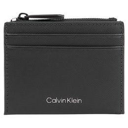 Kartenetui Calvin Klein "CK MUST 10CC CARDHOLDER W/ZIP" schwarz (ck black pique) Kleinlederwaren klassisches Design mit schlichtem Markenschriftzug