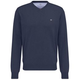 Strickpullover Fynch-Hatton "Fynch-Hatton Pullover mit V-Kragen" Gr. XXL (58), blau (night) Herren Pullover mit V-Ausschnitt