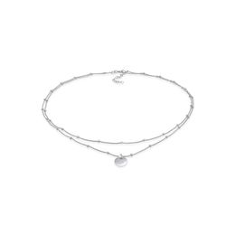 Collier Elli "Choker Layer Plättchen Kugelkette 925 Silber" Halsketten Gr. 36, ohne Stein, Silber 925 (Sterlingsilber), Länge: 36 cm, silberfarben (silber) Damen