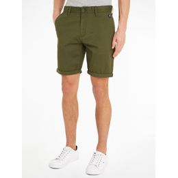 Chinoshorts Tommy Jeans "TJM SCANTON SHORT" Gr. 34, N-Gr, grün (drab oliv green) Herren Hosen Markenstickerei