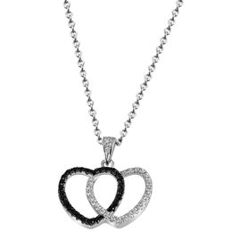 Kette mit Anhänger Firetti "Schmuck Geschenk Silber 925 Halsschmuck Halskette Ankerkette Herz" Halsketten Gr. Silber 925 (Sterlingsilber), Länge: 45 cm, weiß (silberfarben, schwarz, kristallweiß) Damen mit Zirkonia (synth.)