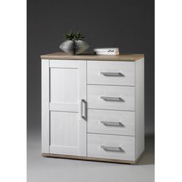 HBZ-MEBLE Kommode HBZ "Romance im Landhaustil, BxHxT 93x99x45 cm" Sideboards Gr. B/H/T: 93 cm x 99 cm x 45 cm, 4 St., braun (sibiu lärche) Schrank mit 1 Tür, 4 Schubkästen und 2 Einlegeböden