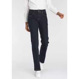 Bootcut-Jeans Arizona "Bund mit seitlichem Gummizugeinsatz" Gr. 88, K + L Gr, blau (rinsed) Damen Jeans hohe Leibhöhe, Bootcut, mit Stretch, klassischer 5-Pocket-Style Bestseller