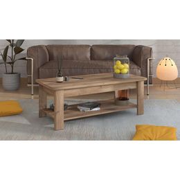 Couchtisch Home Affaire "Jersey Kaffeetisch, 124 cm, in trendigen Farben, modern" Tische Gr. B/H/T: 124 cm x 45 cm x 60 cm, Flagstaf oak, braun (flagstaf oak, flagstaf oak) Eleganter Couchtisch, zeitloses Design, mit eine Ablagebode