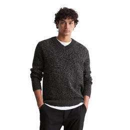 Marc O'Polo V-Ausschnitt-Pullover MARC O'POLO DENIM "aus zweifarbigem Bio-Baumwoll-Garn" Gr. L, grau Herren Pullover