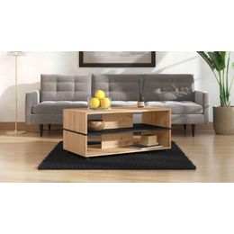 Couchtisch Home Affaire "Savio Kaffeetisch, 101 cm, in trendigen Farben, modern" Tische Gr. B/H/T: 101 cm x 47,5 cm x 54,5 cm, Schwarz, braun (artisan eiche, artisan eiche) mit Ablage, rechteckig, Artisan Eiche, ideal fuer kleine Räume