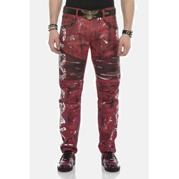 Cipo & Baxx Slim-fit-Jeans CIPO & BAXX "DENIM" Gr. 30, Länge 34, rot (red) Herren Jeans Röhrenjeans mit Farbbeschichtung, CD608