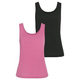 Strandtop Vivance "aus bügelfreier Crêpe-Qualität" Gr. 32/34, pink (pink, schwarz), Damen, Cru00eape, Obermaterial: 98% Polyester, 2% Elasthan, unifarben, Tops