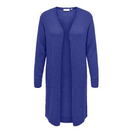 Strickjacke Only CARMAKOMA "CARANNIE LIFE LS LONG OPEN CARDIGAN KNT" Gr. M (46/48), blau (clematis blue) Damen Strickjacken