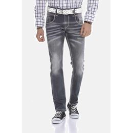 Cipo & Baxx 5-Pocket-Jeans CIPO & BAXX "Jeans", Herren, Gr. 29, Länge 32, grau, 99% Baumwolle;1% Elasthan, unifarben, Basic, regular fit lang, Jeans, in modernem Straight Fit-Schnitt, CD668