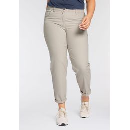 Chinohose KjBRAND "Betty Chino" Gr. 44, N-Gr, beige, Damen, Web, Obermaterial: 60% Baumwolle, 37% Polyamid, 3% Elasthan, Hosen, mit Komfortbund