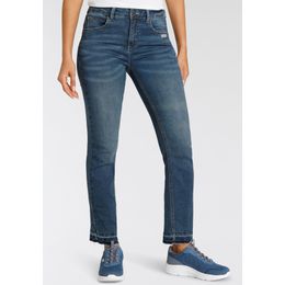 7/8-Jeans Kangaroos "CULOTTE-JEANS" Gr. 32, N-Gr, blau (blue used) Damen Jeans gerade Passform, modische Abriebeffekte, normale Leibhöhe