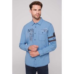 Langarmhemd CAMP DAVID Gr. L, N-Gr, blau (strong blue) Herren Hemden mit mehreren Prints