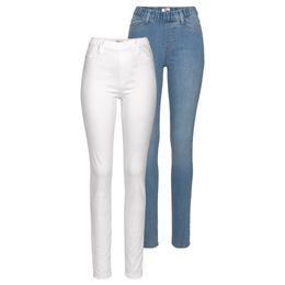 Jeansjeggings Flashlights, Damen, Gr. 34, N-Gr, weiß, Jeans, Obermaterial: 80% Baumwolle, 19% Polyester, 1% Elasthan. Obermaterial weiß: 78% Baumwolle, 21% Polyester, 1% Elasthan, Basic, eng lang, Jeans, enge Passform, Röhrenjeans, Used-Look-Waschung, hohe Leibhöhe