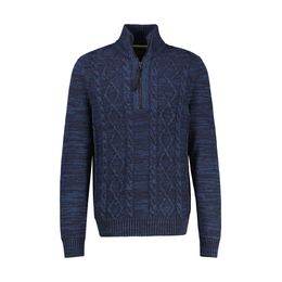 Troyer Lerros "Lerros Stricktroyer in Kabelstrickoptik", Herren, Gr. M, blau (classic navy), 60% Baumwolle, 40% Polyacryl, ohne Ausschnitt, Pullover