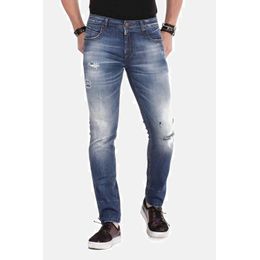 Cipo & Baxx Slim-fit-Jeans CIPO & BAXX "Jeans", Herren, Gr. 29, Länge 32, blau, 99% Baumwolle;1% Elasthan, unifarben, casual, slim fit lang, Jeans