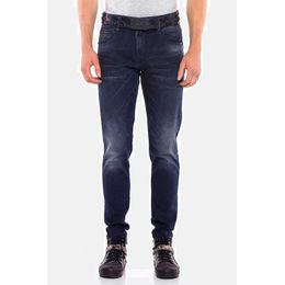 Cipo & Baxx Slim-fit-Jeans CIPO & BAXX "Jeans", Herren, Gr. 34, Länge 32, blau, 90% Baumwolle;10% Elasthan, unifarben, Basic, slim fit lang, Jeans, im Slim-Fit Schnitt, CD540