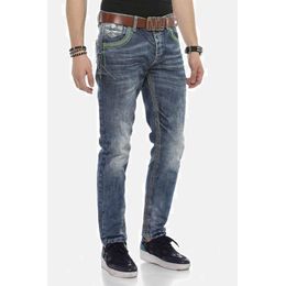 Cipo & Baxx Straight-Jeans CIPO & BAXX "DENIM" Gr. 30, Länge 34, blau (blue) Herren Jeans bequeme mit auffälligen Ziernähten, CD597