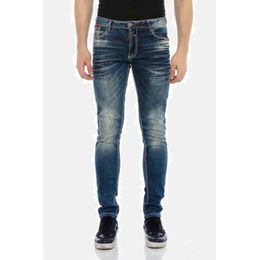 Cipo & Baxx Straight-Jeans CIPO & BAXX "Jeans", Herren, Gr. 38, Länge 32, blau, 99% Baumwolle;1% Elasthan, unifarben, Basic, figurumspielend lang, Jeans, im Straight Fit-Schnitt, CD557