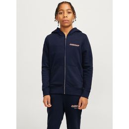 Jack & Jones Kapuzensweatjacke JACK & JONES JUNIOR "JORVESTERBRO NEWTON SWEATZIP HOOD BF JNR" Gr. 128, blau (sky captain) Jungen Sweatjacken