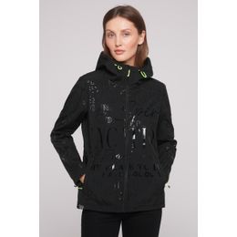 Softshelljacke SOCCX Gr. S, schwarz, Damen, Material: 100% Polyester, bedruckt, bestickt, Jacken, mit Windfangleiste