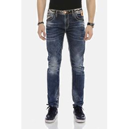 Cipo & Baxx Regular-fit-Jeans CIPO & BAXX "DENIM" Gr. 30, Länge 34, blau (blue) Herren Jeans bequeme mit breiten Ziernähten, CD593