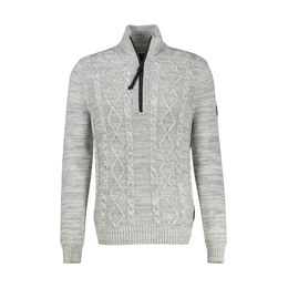 Troyer Lerros "Lerros Stricktroyer in Kabelstrickoptik" Gr. L, weiß (broken white melange) Herren Pullover