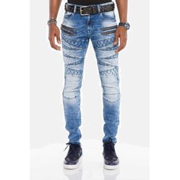 Cipo & Baxx Slim-fit-Jeans CIPO & BAXX "Jeans" Gr. 30, Länge 34, blau Herren Jeans im stylischen Look in Slim Fit, CD-505