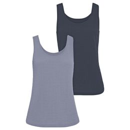 Strandtop Vivance "aus bügelfreier Crêpe-Qualität" Gr. 32/34, blau (rauchblau, navy) Damen Tops