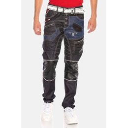 Cipo & Baxx Straight-Jeans CIPO & BAXX "DENIM" Gr. 36, Länge 32, rawblue Herren Jeans Straight Fit-Jeans im stylischen Design, CD639