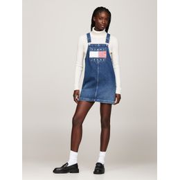 Jeanskleid Tommy Jeans "PINAFORE DRESS DH6031 EXT" Gr. S (36), N-Gr, blau (mid blue) Damen Kleider mit großem Logo