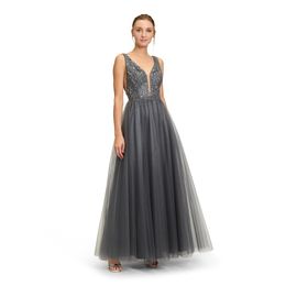 Abendkleid Vera Mont "Vera Mont mit Stickerei" Gr. 42, Normalgrößen, grau (grey, grey) Damen Kleider Glitzernd