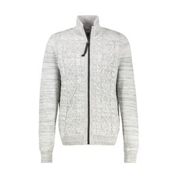 Strickjacke Lerros "Lerros mit Kabelstrickmuster" Gr. L, weiß (broken white melange) Herren Strickjacken