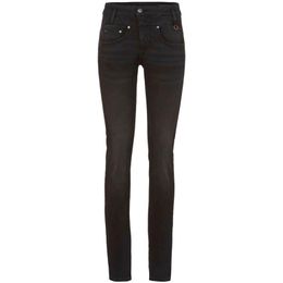 Skinny-fit-Jeans Herrlicher "Sharp Slim Reused Denim Black" Gr. 26, Länge 32, grau (carbon) Damen Jeans mit dekorativem Ring an der Gürtelschlaufe