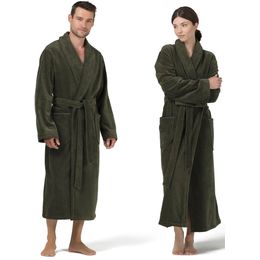 Möve Unisex-Bademantel MÖVE Hausmäntel Gr. L Länge: 125 cm, grün (olive)