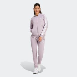 Trainingsanzug adidas Sportswear "W 3S TR TS" Gr. L, lila (preloved fig, white) Damen Sportanzüge