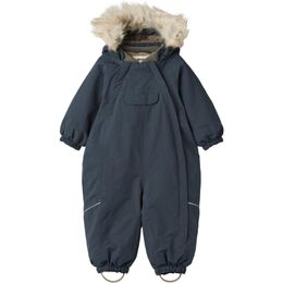 Schneeoverall Wheat "Snowsuit Nickie Tech" Gr. 98, N-Gr, blau (dunkelblau), Baby, Web, Obermaterial: 100% Nylon, Overalls, wasserdicht, atmungsaktiv und leicht wattiert