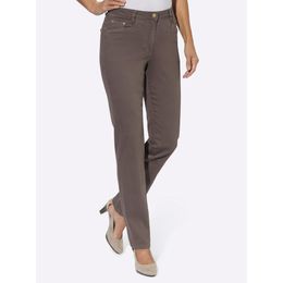 Bequeme Jeans Inspirationen, Damen, Gr. 21, Kurzgrößen, grau (dunkeltaupe), 98% Baumwolle, 2% Elasthan, unifarben, lang, Jeans