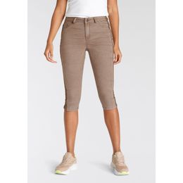 Caprijeans Arizona "Ultra Stretch", Damen, Gr. 36, N-Gr, beige, Denim/Jeans, Obermaterial: 65% Baumwolle, 33% Polyester, 2% Elasthan, modisch, extraeng kniebedeckend, Jeans, extraenge Passform, knieumspielende Länge, hohe Leibhöhe