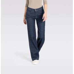 Weite Jeans MAC "WIDE", Damen, Gr. 44, Länge 30, blau (fashion rinsed), Denim/Jeans, Obermaterial: 91% Baumwolle, 7% Elastomultiester, 2% Elasthan, casual, bequem, Jeans