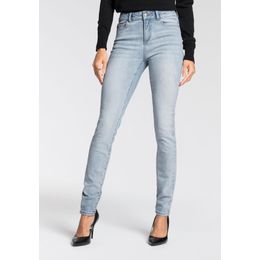 Skinny-fit-Jeans HECHTER PARIS Gr. 34, N-Gr, blau (light blau used), Damen, Twill, Obermaterial: 98% Baumwolle, 2% Elasthan, Jeans, hohe Leibhöhe, knöchellang, elastischer Twill-Stoff, Used-Waschung