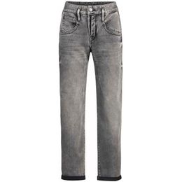 5-Pocket-Jeans Herrlicher "Shyra Tap Organic Denim Brushed" Gr. 26, N-Gr, grau (rhino) Damen Jeans mit umgeschlagenem Saum