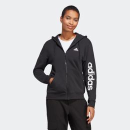 Kapuzensweatjacke adidas Sportswear "ESSENTIALS LINEAR FRENCH TERRY KAPUZENJACKE" Gr. XS, schwarz-weiß (black, white) Damen Sweatjacken