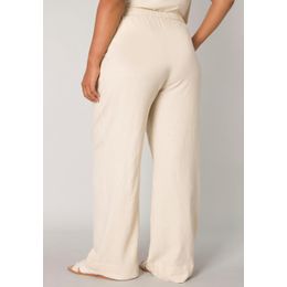 Leinenhose Base Level Curvy "Yula" Gr. 46, N-Gr, beige (light beige) Damen Hosen